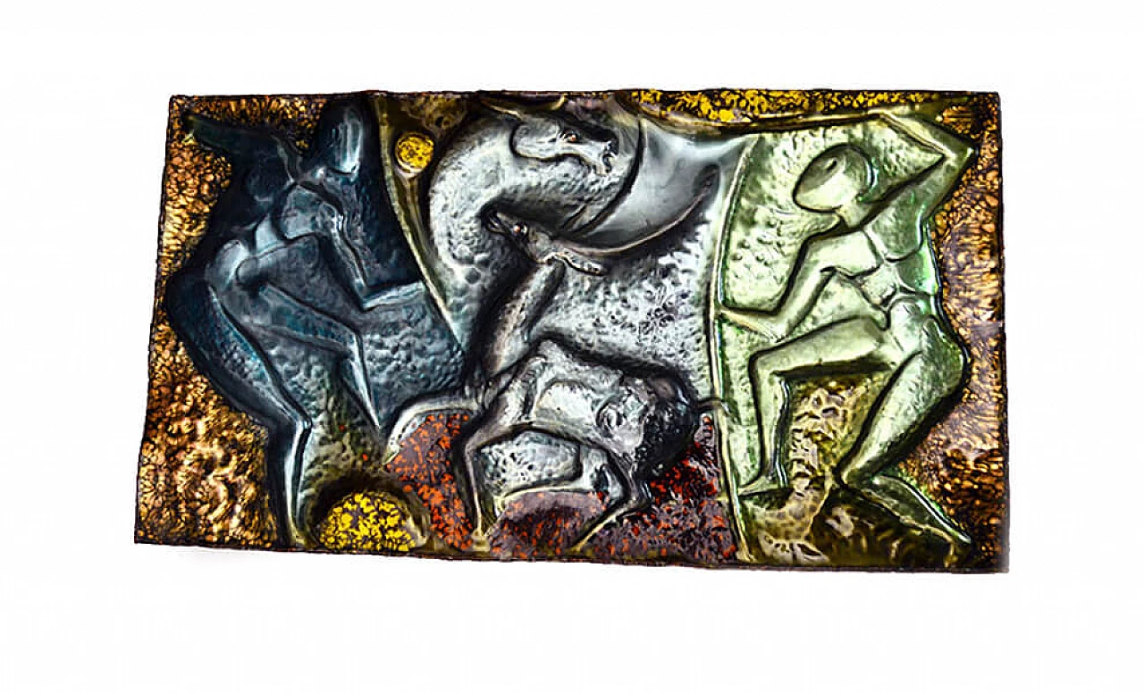 60's enamelled copper panel Franco Bastianelli for Laurana Arte Pesaro ...