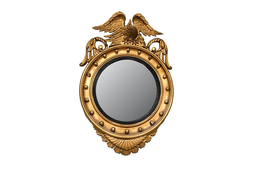 Specchio convesso con struttura in legno con aquila | intOndo