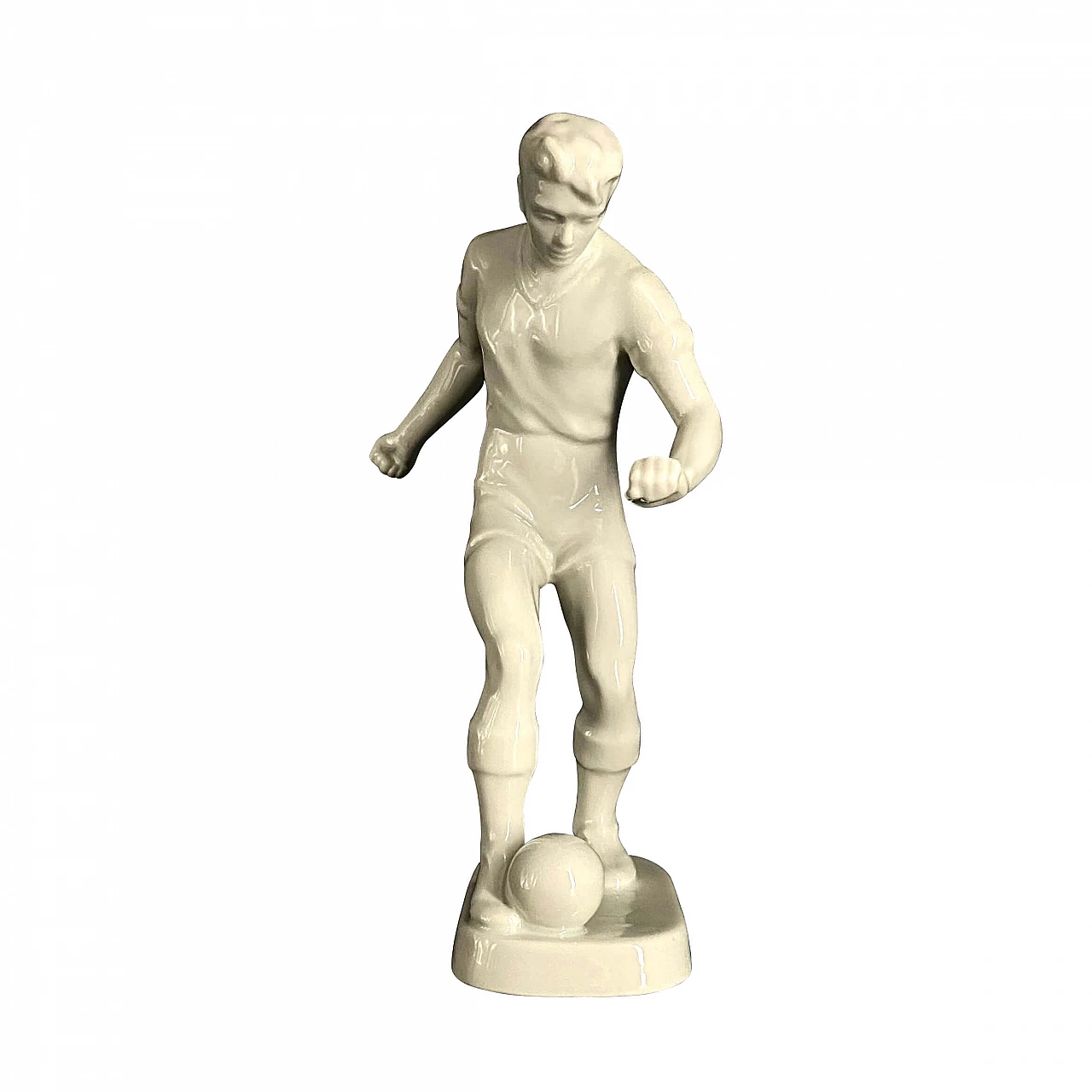 Antique Football player porcelain figure by Hollóháza, 40s | intOndo