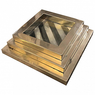 3 metal and glass stacking trays, 70s | Barnebys