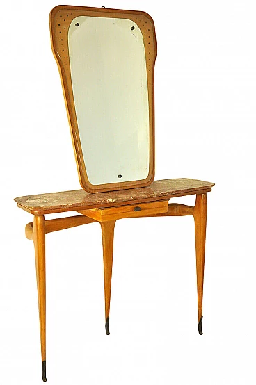 Console with mirror, wooden, Ico Parisi style, 50s | intOndo