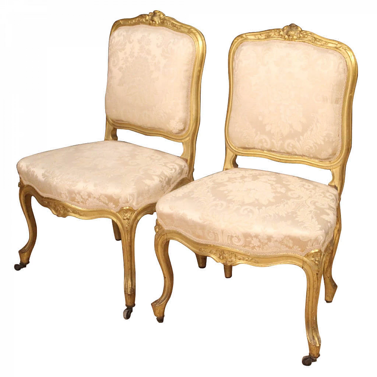 Pair of Louis XV style gilded French chairs | intOndo