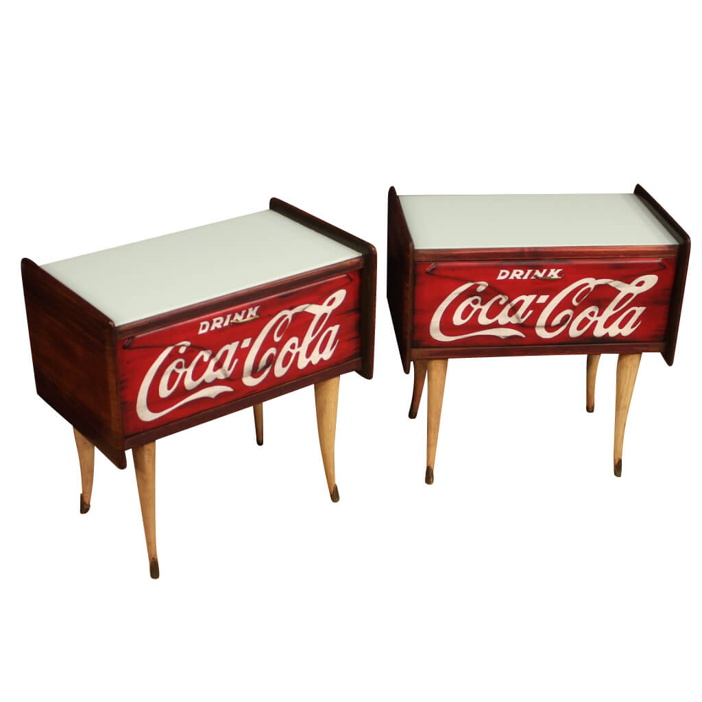 Pair of Italian bedside tables with Coca Cola door | intOndo