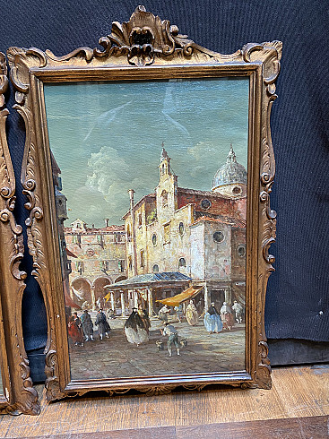 Pair of oil paintings of Venice by Eugenio Zeno, early 20th century ...