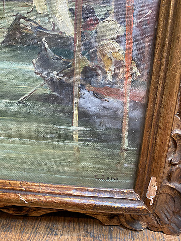 Pair of oil paintings of Venice by Eugenio Zeno, early 20th century ...