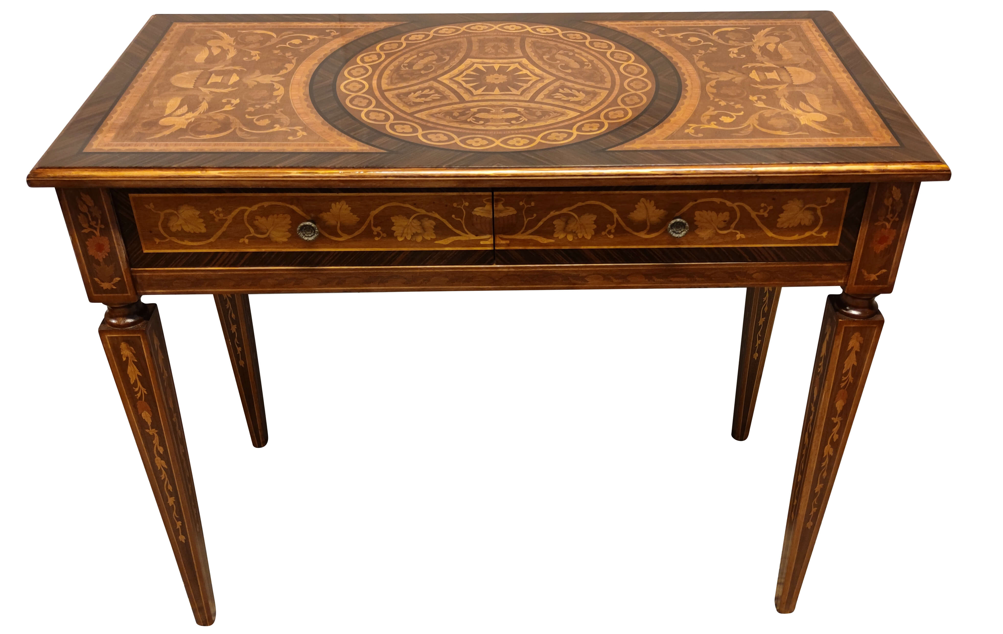 Lombardo writing desk in walnut and boxwood, early 20th century | intOndo