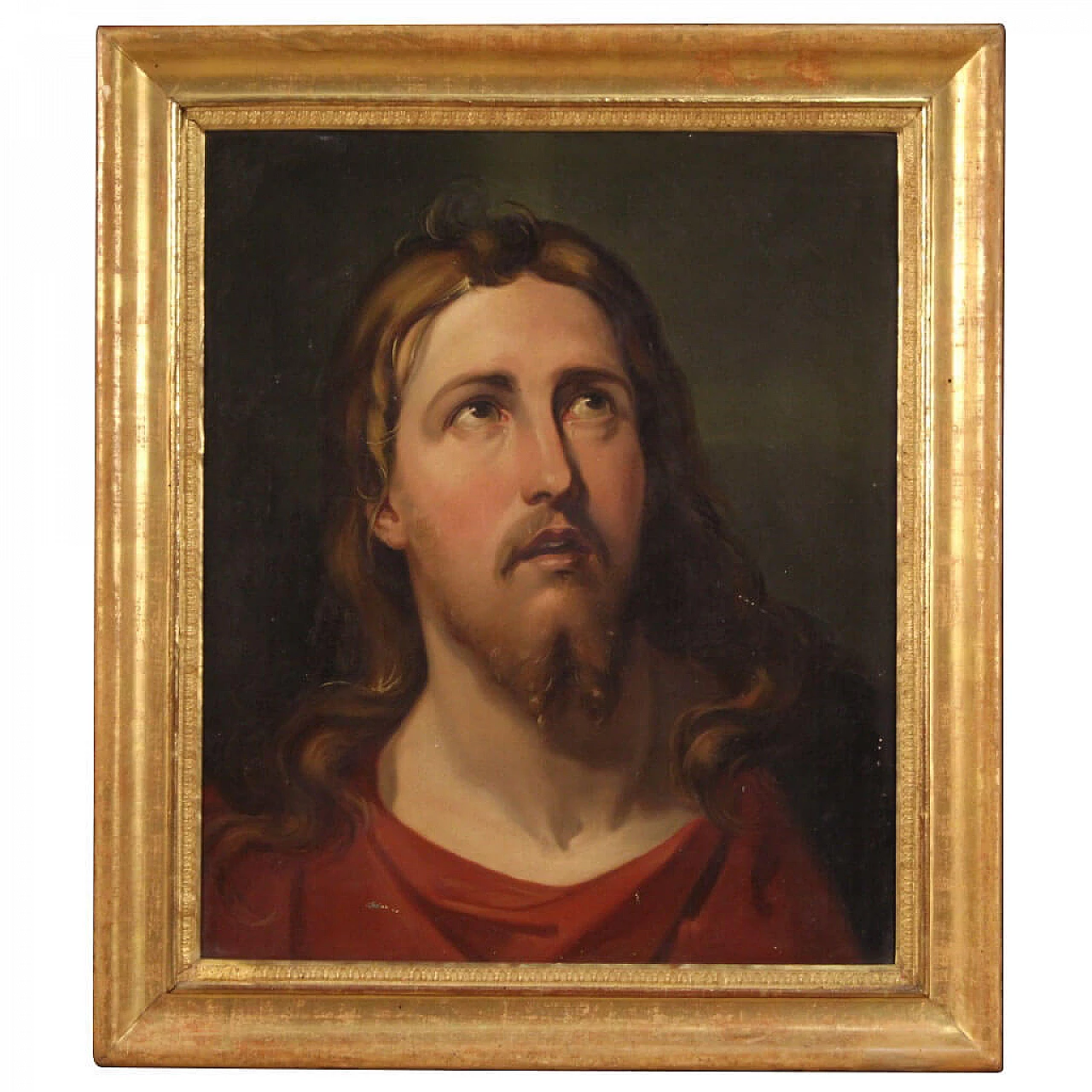 Antique Italian religious oil painting with face of Christ, 19th century | intOndo
