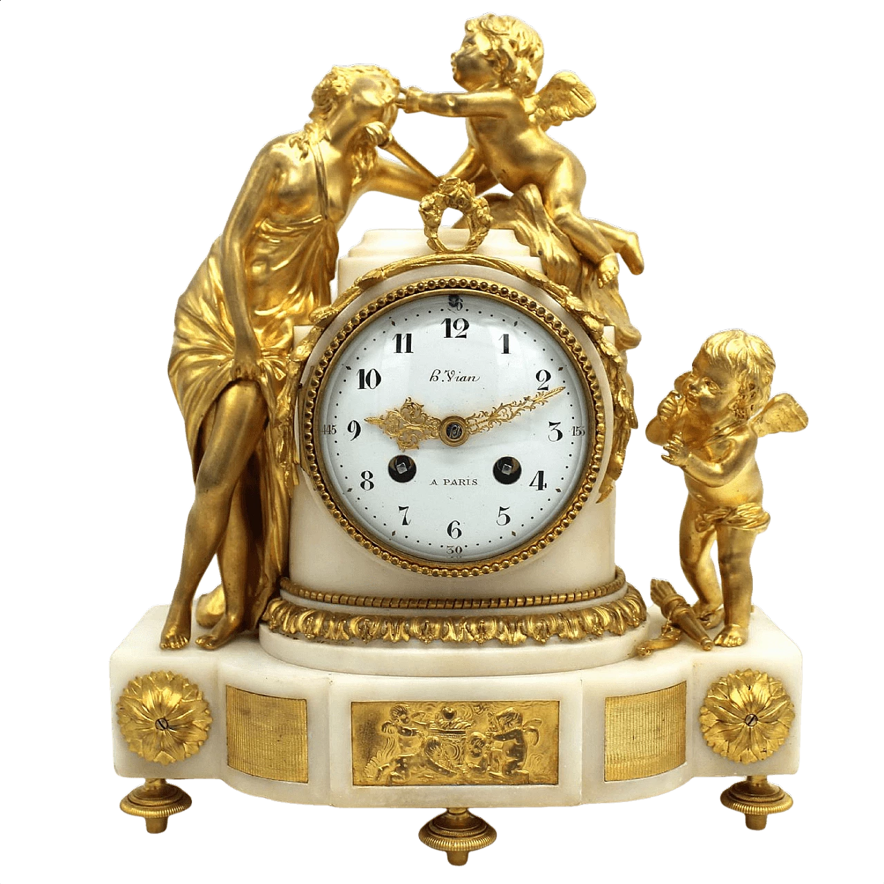 Napoleon III pendulum clock depicting Venus with a cherub and Cupid in ...