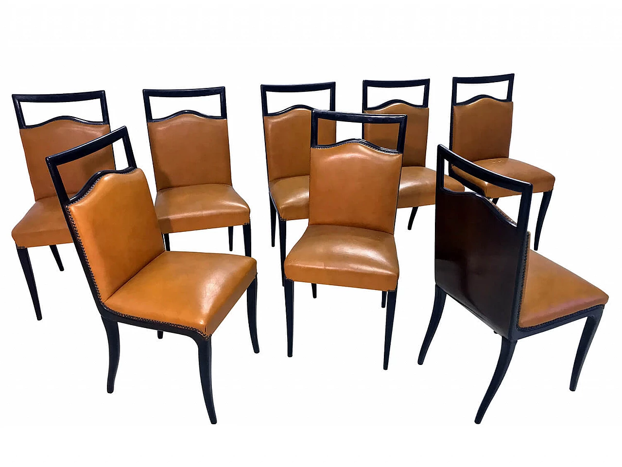 8 Rust-colored dining chairs by Vittorio Dassi, 1950s | intOndo