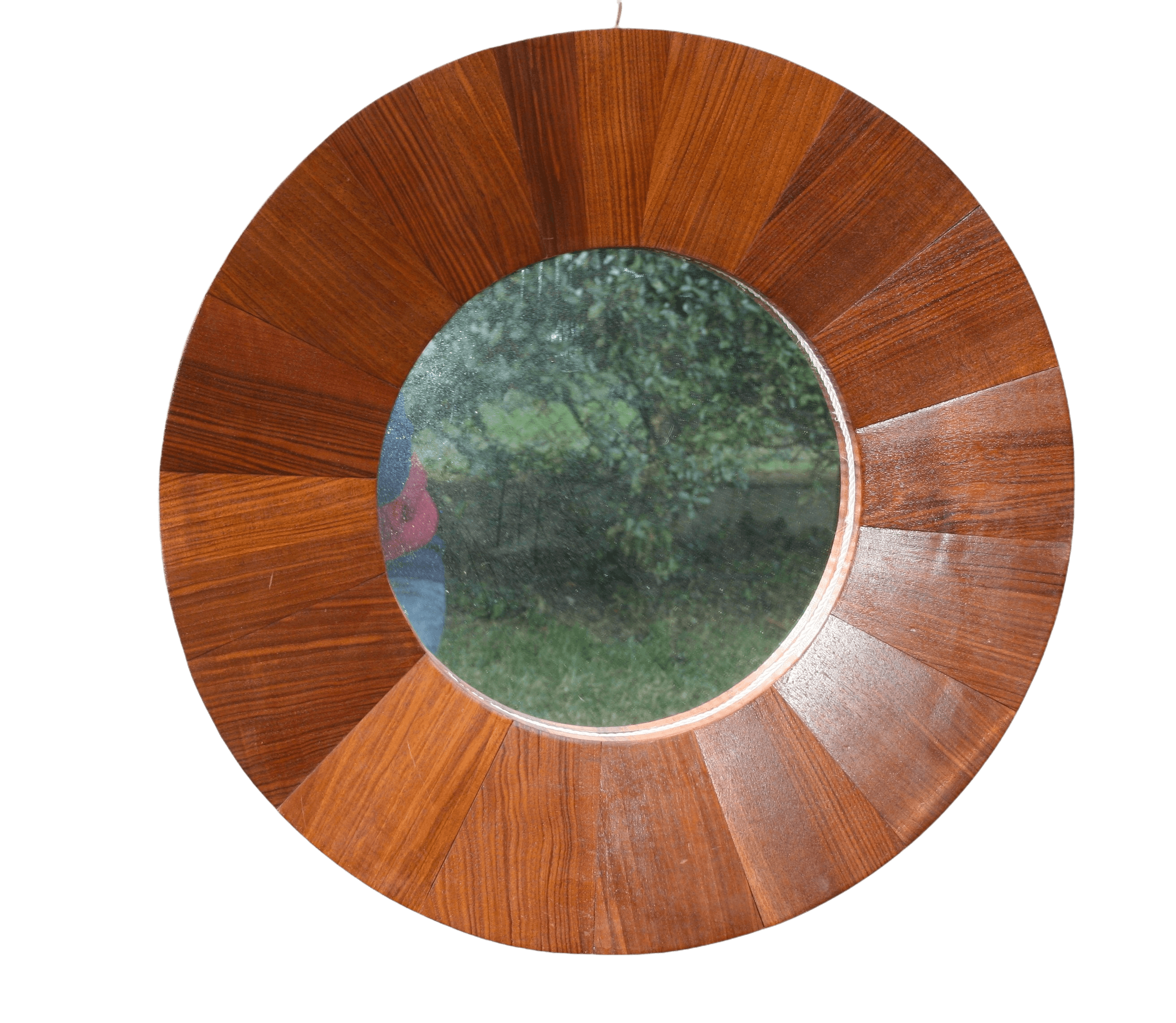 Round mirror with oak panelling, 1960s | intOndo