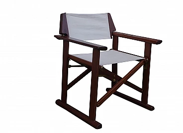 Folding naval director's chair in mahogany with fabric back and seat ...