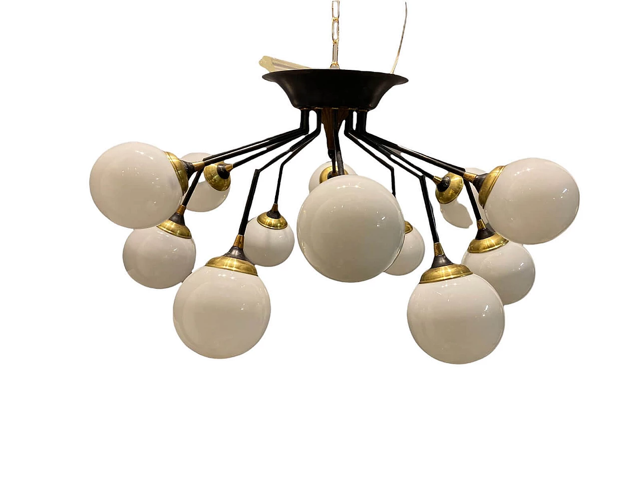 Sputnik 12-light glass and bronze chandelier, 1970s | intOndo