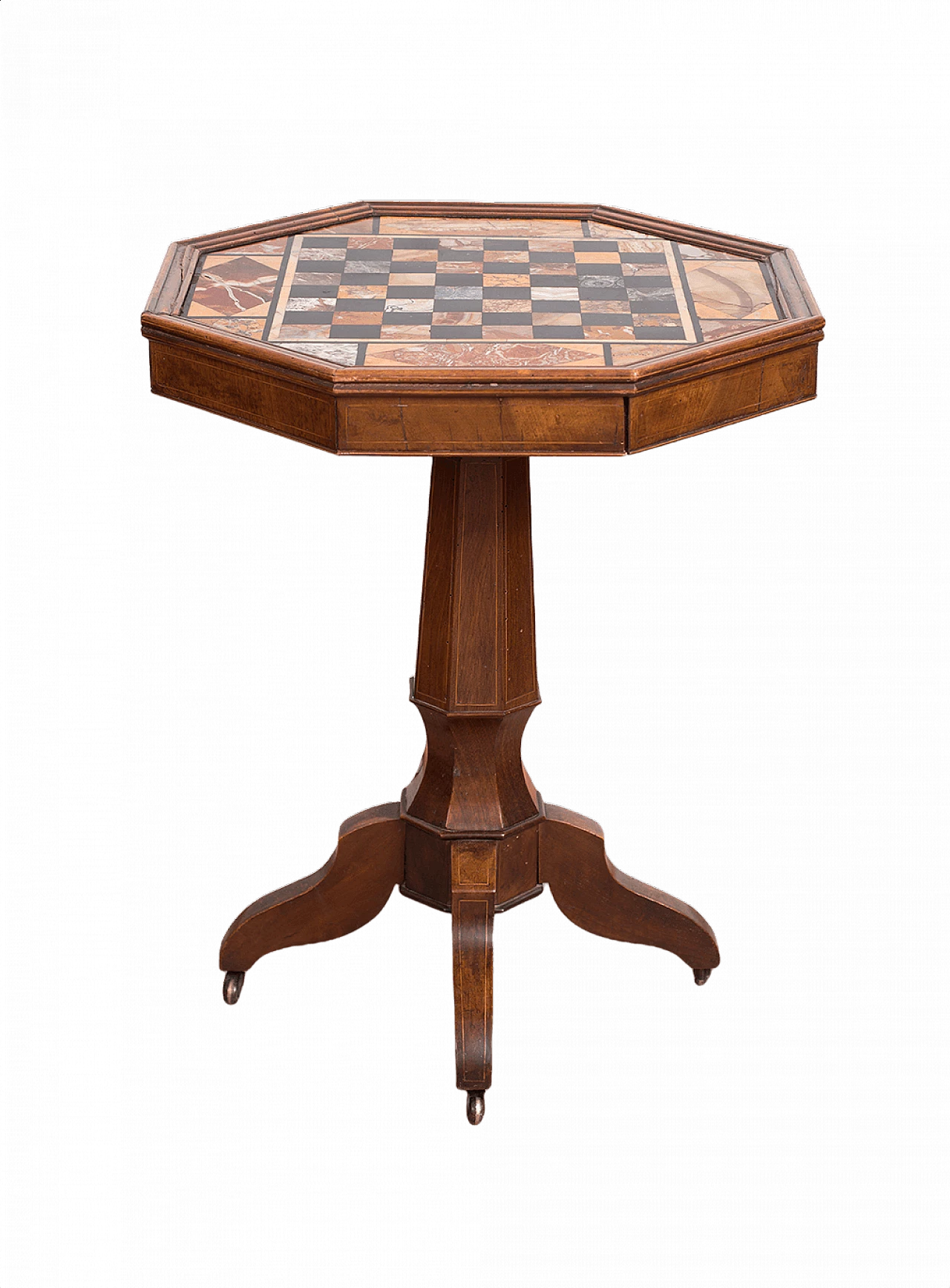 Antique French Charles X coffee table with top in polychrome marble ...