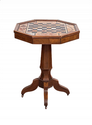 Antique French Charles X coffee table with top in polychrome marble ...
