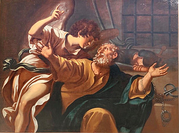 Painting of Saint Peter freed by the angel after Lionello Spada, 17th ...