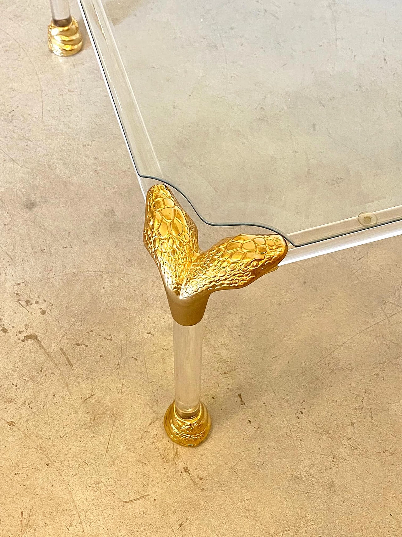 Brass and plexiglass coffee table, 1980s | intOndo