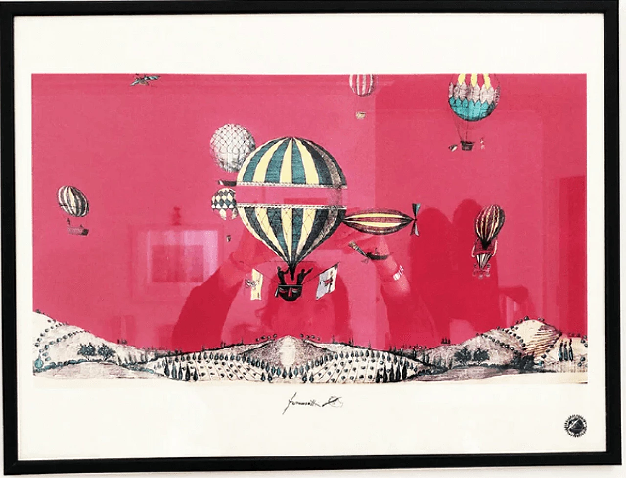 Colorful Fornasetti poster with black frame | intOndo