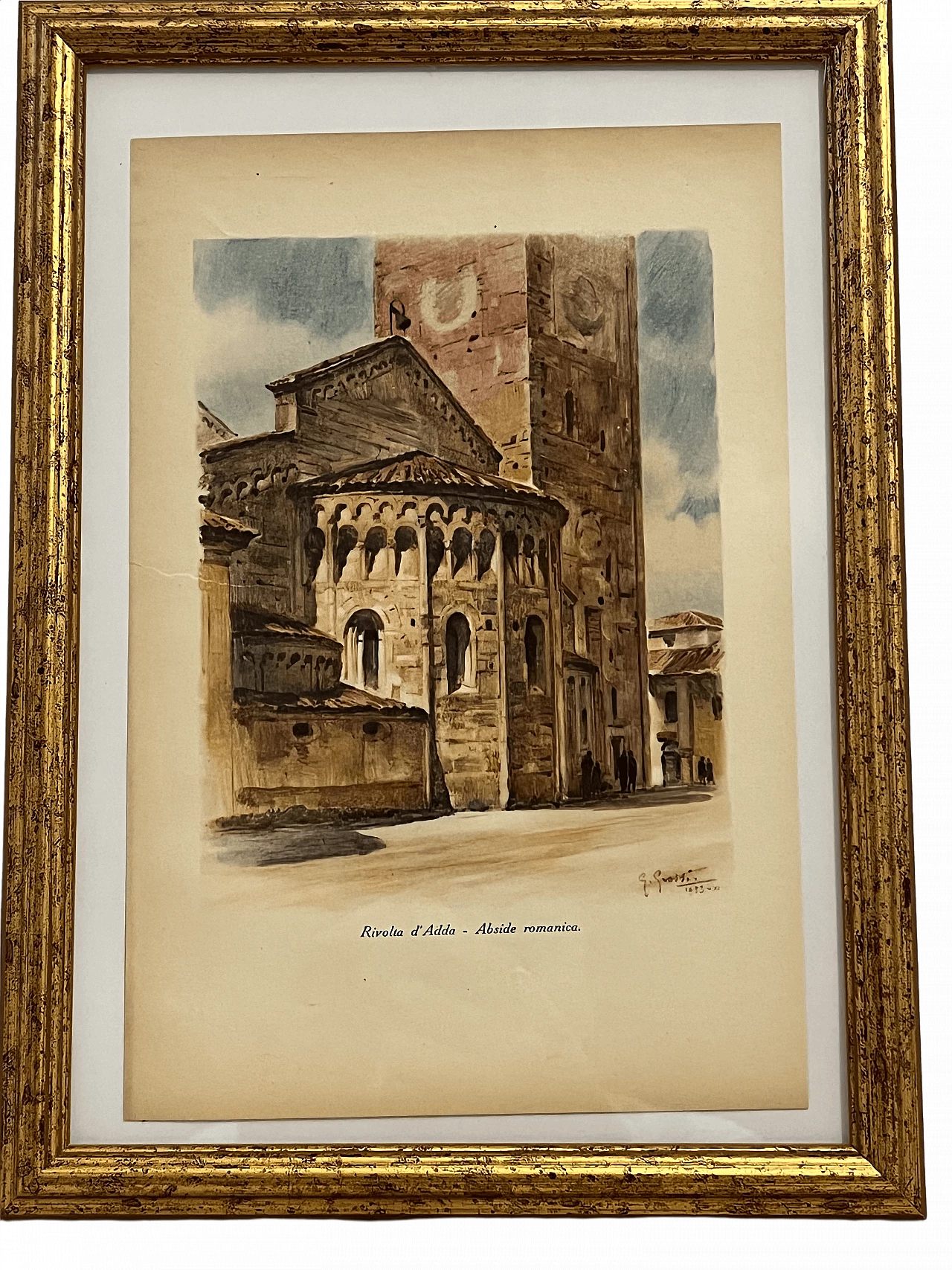 Colour print Romanesque apse of Rivolta d'Adda by Giannino Grossi ...