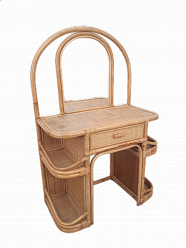 Bamboo dressing table with mirror and drawer, 1970s | intOndo