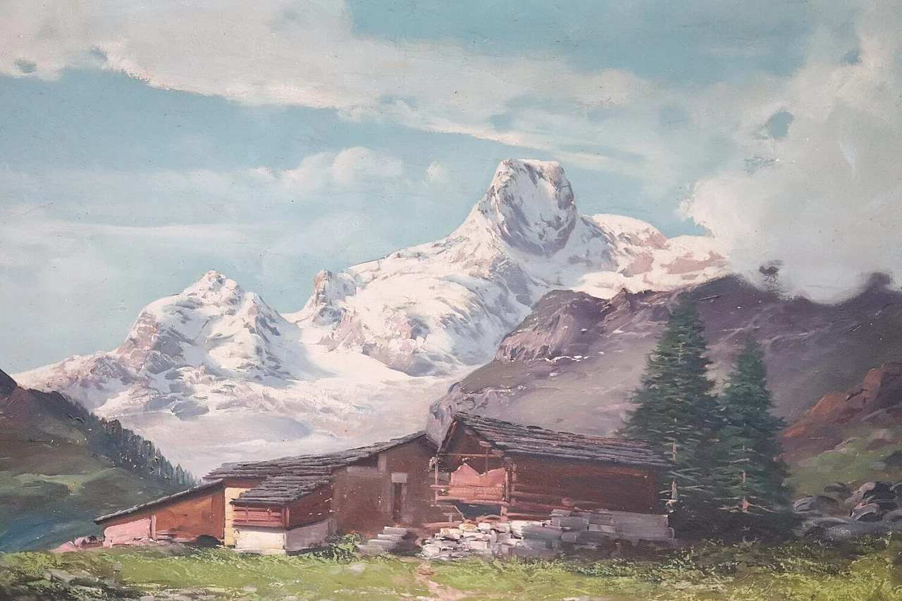 Gustavo Mancinelli, Mountain landscape, oil on canvas, late 19th ...