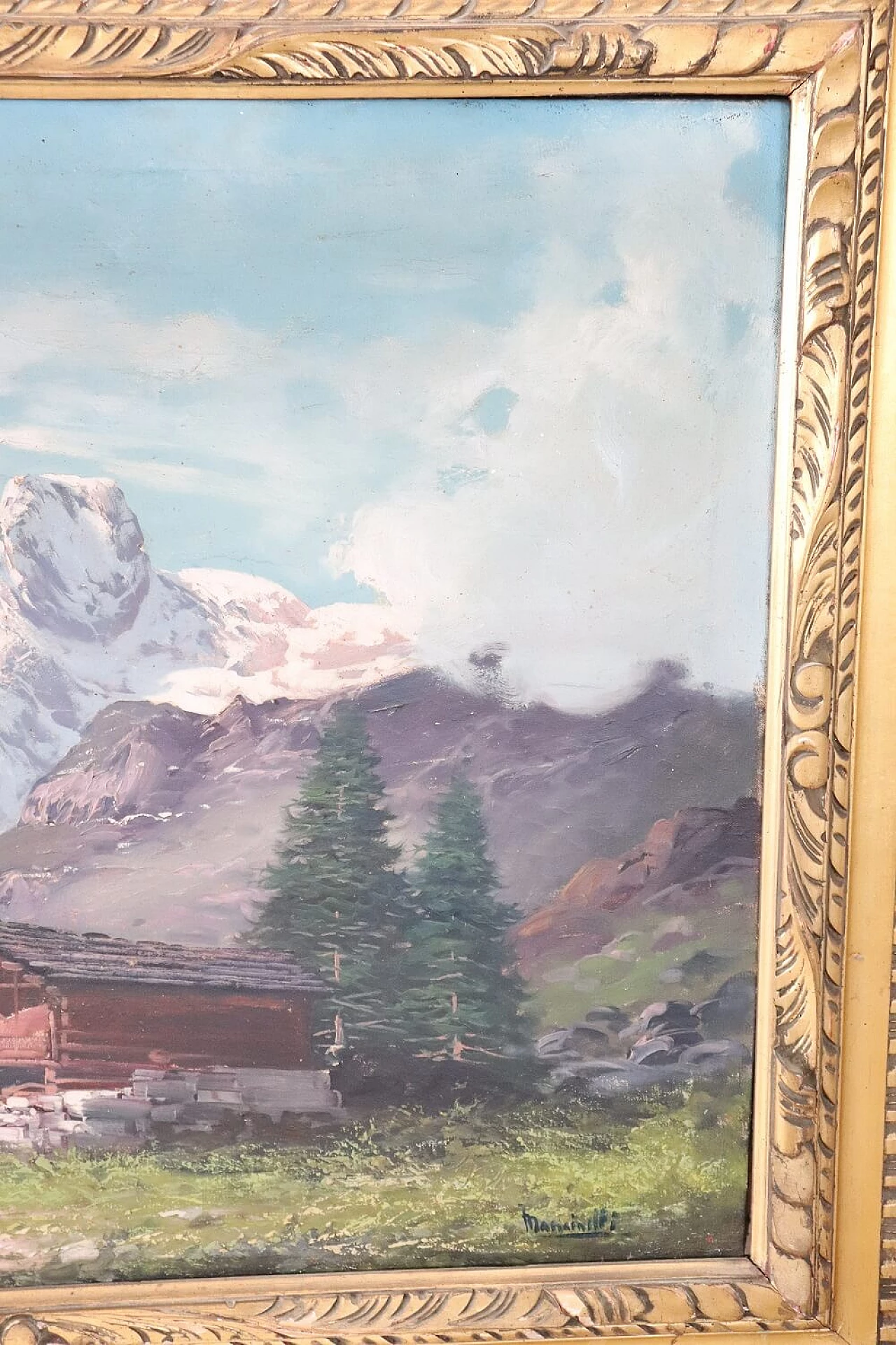 Gustavo Mancinelli, Mountain landscape, oil on canvas, late 19th ...