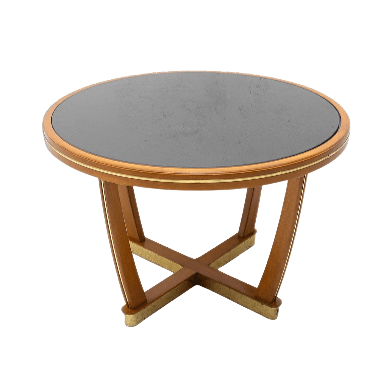 Round beechwood side table with glass top by Ilse Möbel, 1950s | intOndo
