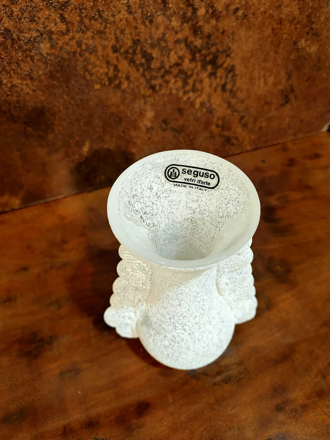 White Scavo glass vase by Vittorio Rigattieri for Seguso, 1970s | intOndo