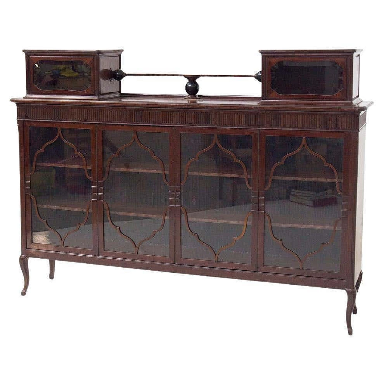 Wooden showcase with S-shaped legs, 1930s | intOndo