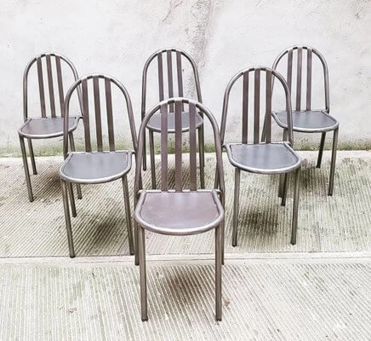 6 Metal dining chairs by Robert Mallet-Stevens, 1950s | intOndo