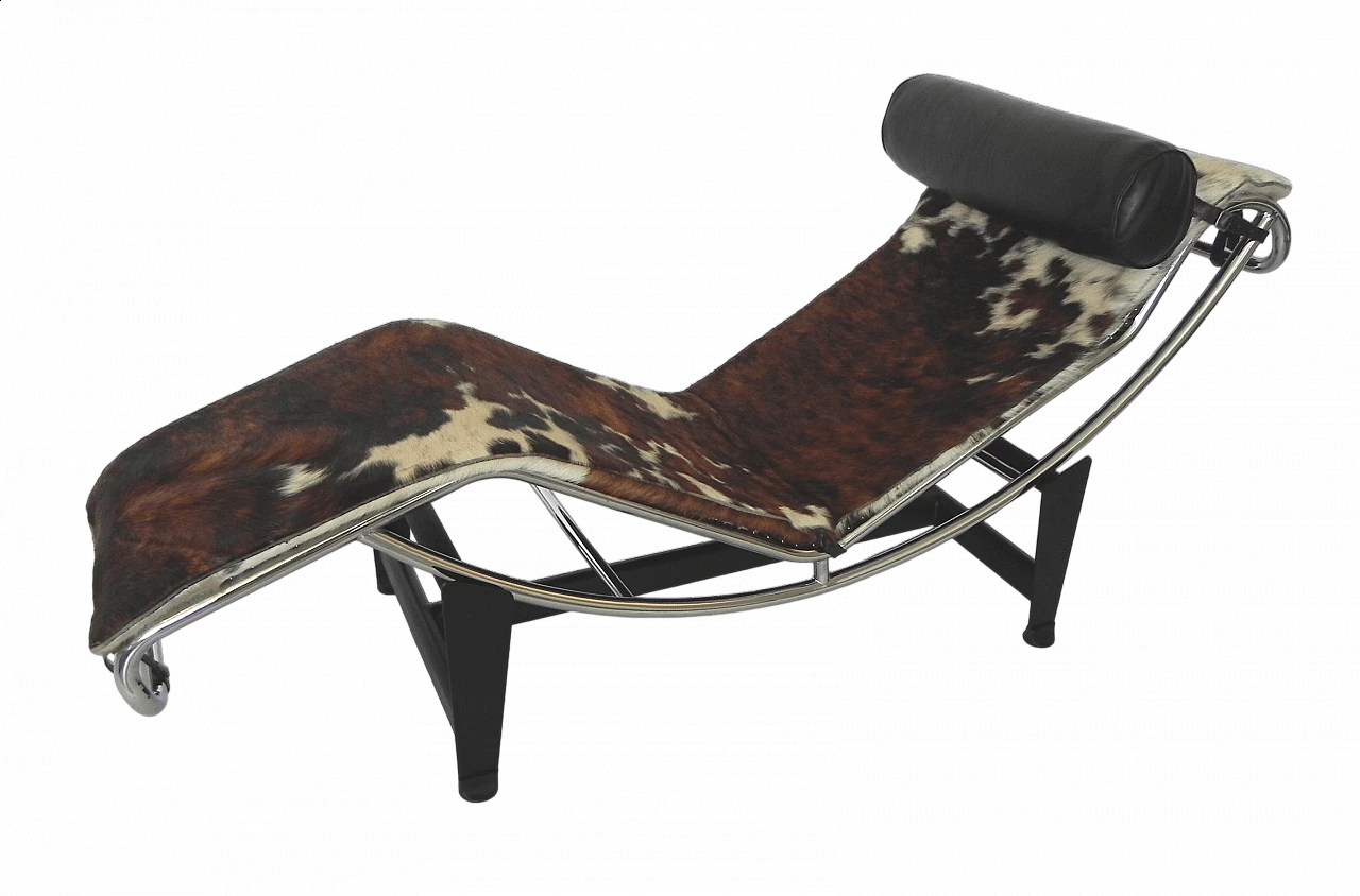 Bauhaus-style chaise longue with cowhide seat, 1970s | intOndo