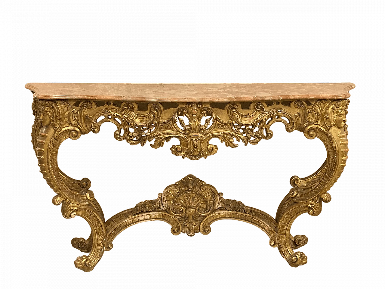 Rococo style gilded wood console with marble top, mid-19th century ...