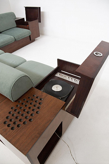 Sofa with speakers, record player and bar compartment by Bernini, 1970s ...