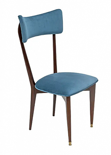 6 Dining chairs with velvet from the Middle Ages by Ico & Luisa Parisi ...