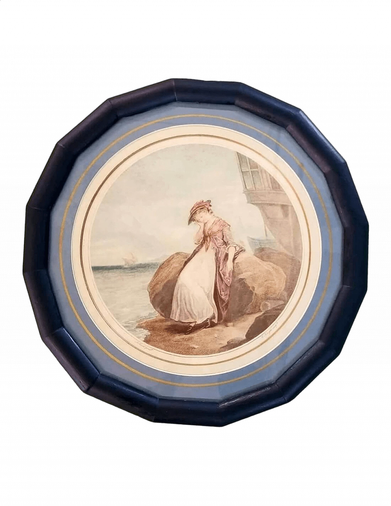 Charles Knight, By the sea, color engraving, 19th century | intOndo