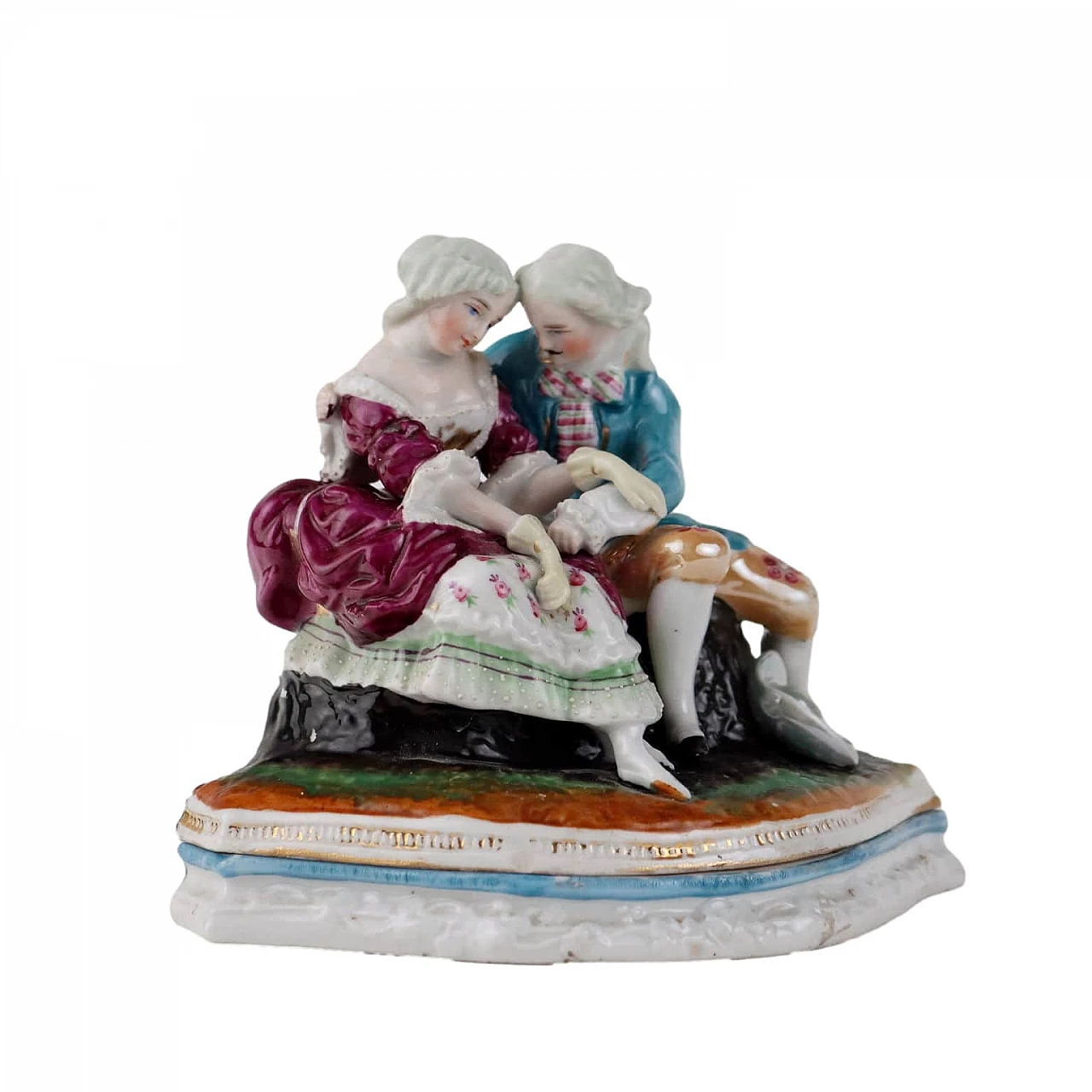 Old Paris porcelain inkwell with gallant scene, mid-19th century | intOndo