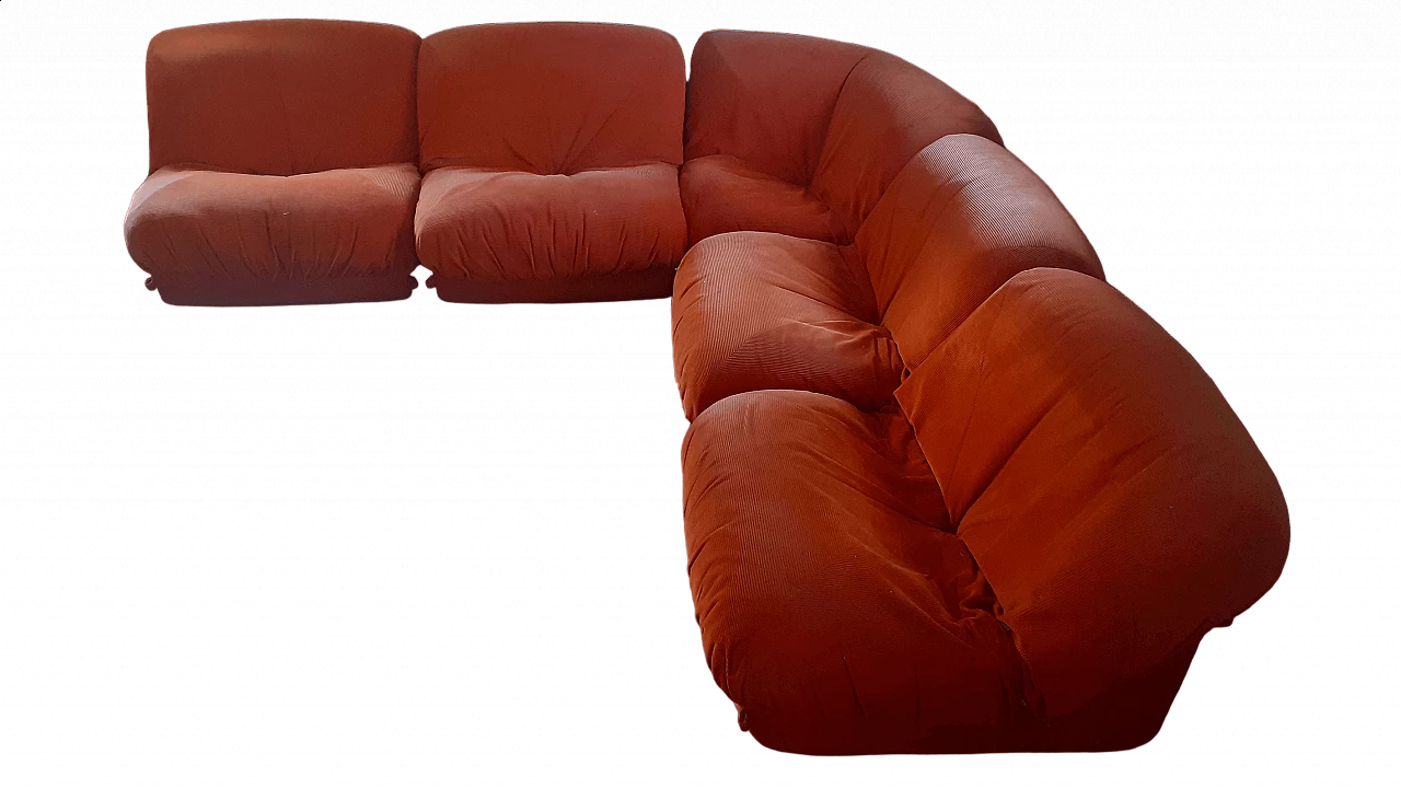 Orange velvet Potato modular sofa by Airborne, 1970s | intOndo