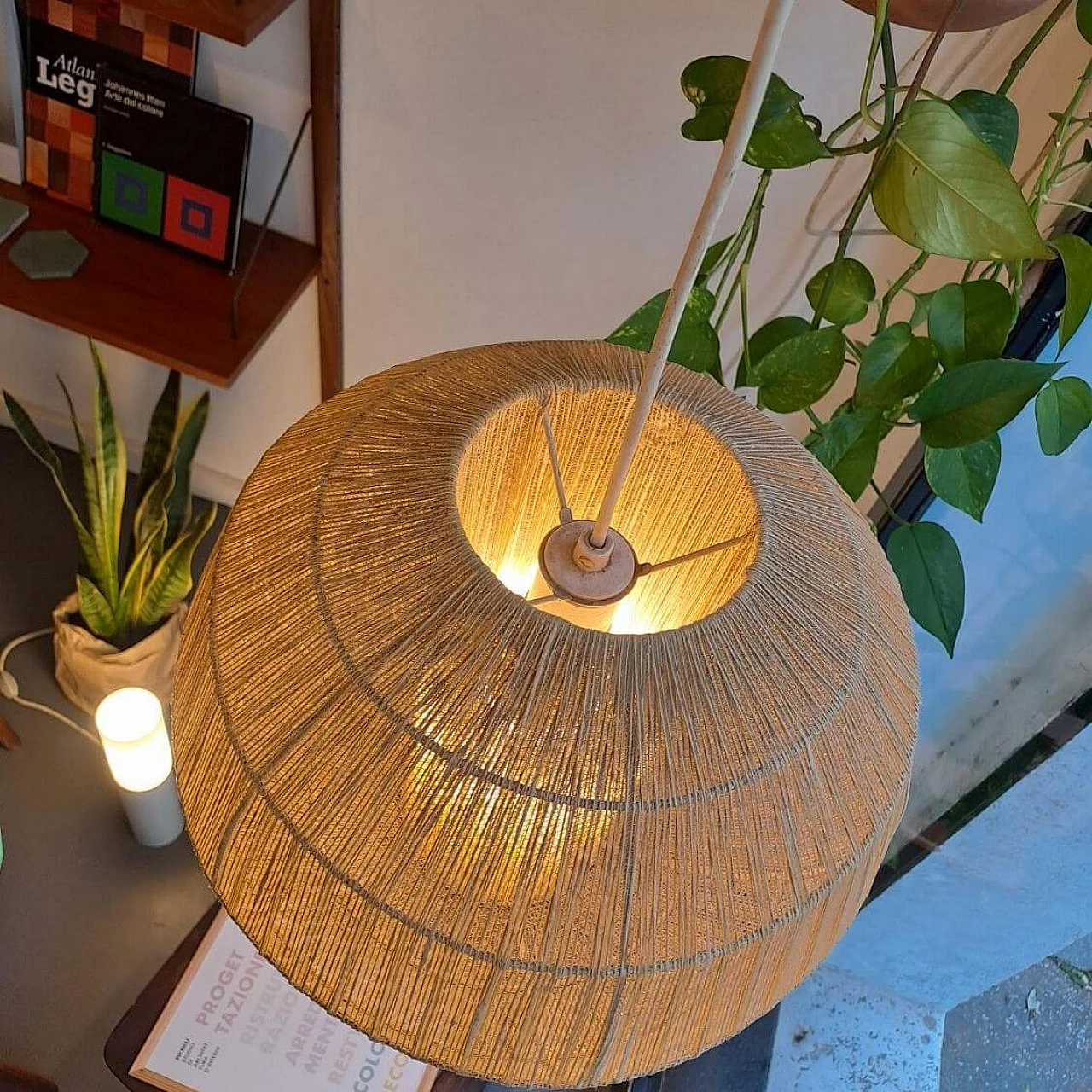 Danish sisal hanging lamp, 1960s | intOndo
