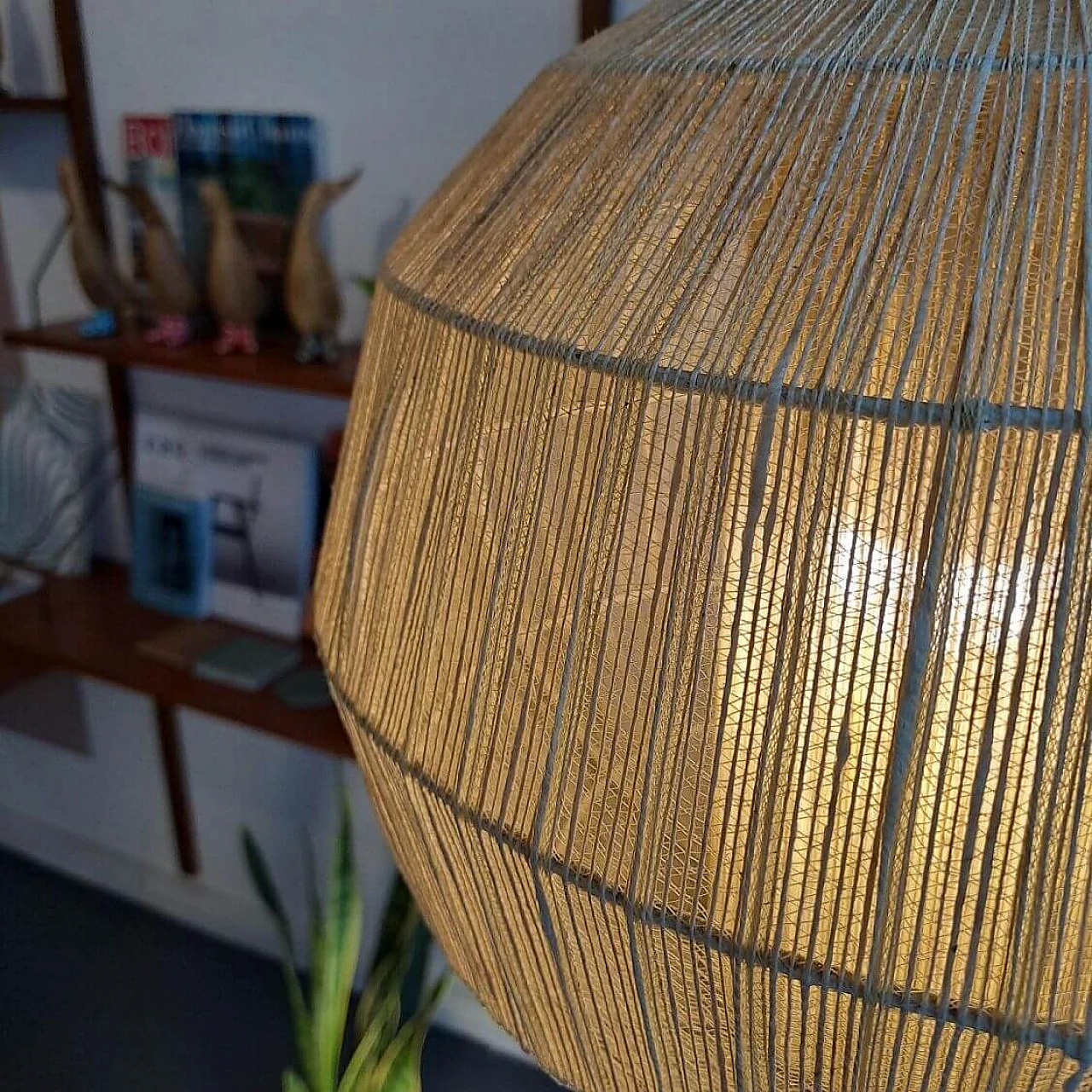 Danish sisal hanging lamp, 1960s | intOndo