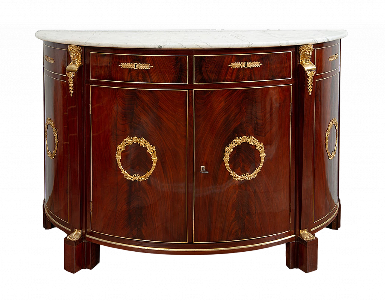Napoleon III mahogany half-moon sideboard with marble top, 19th century ...