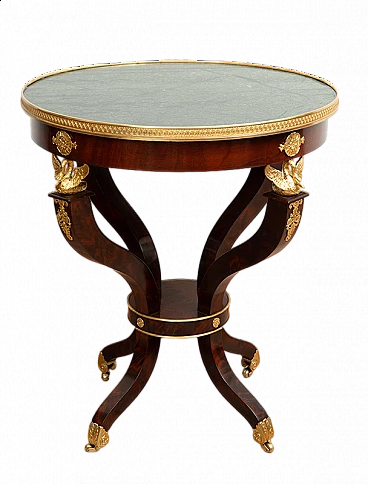 Empire round mahogany and bronze coffee table with marble top, 19th ...