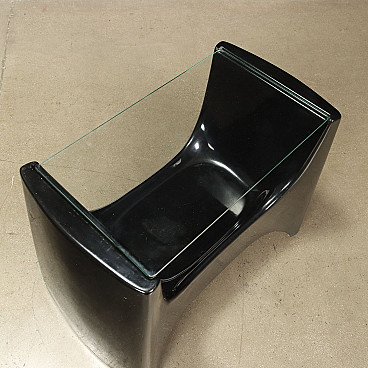 Black plastic TV stand table with glass top, 1970s | intOndo