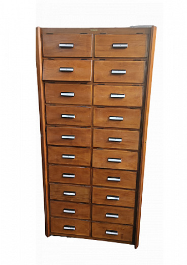 Cherry wood filing cabinet with flap drawers, 1950s | intOndo