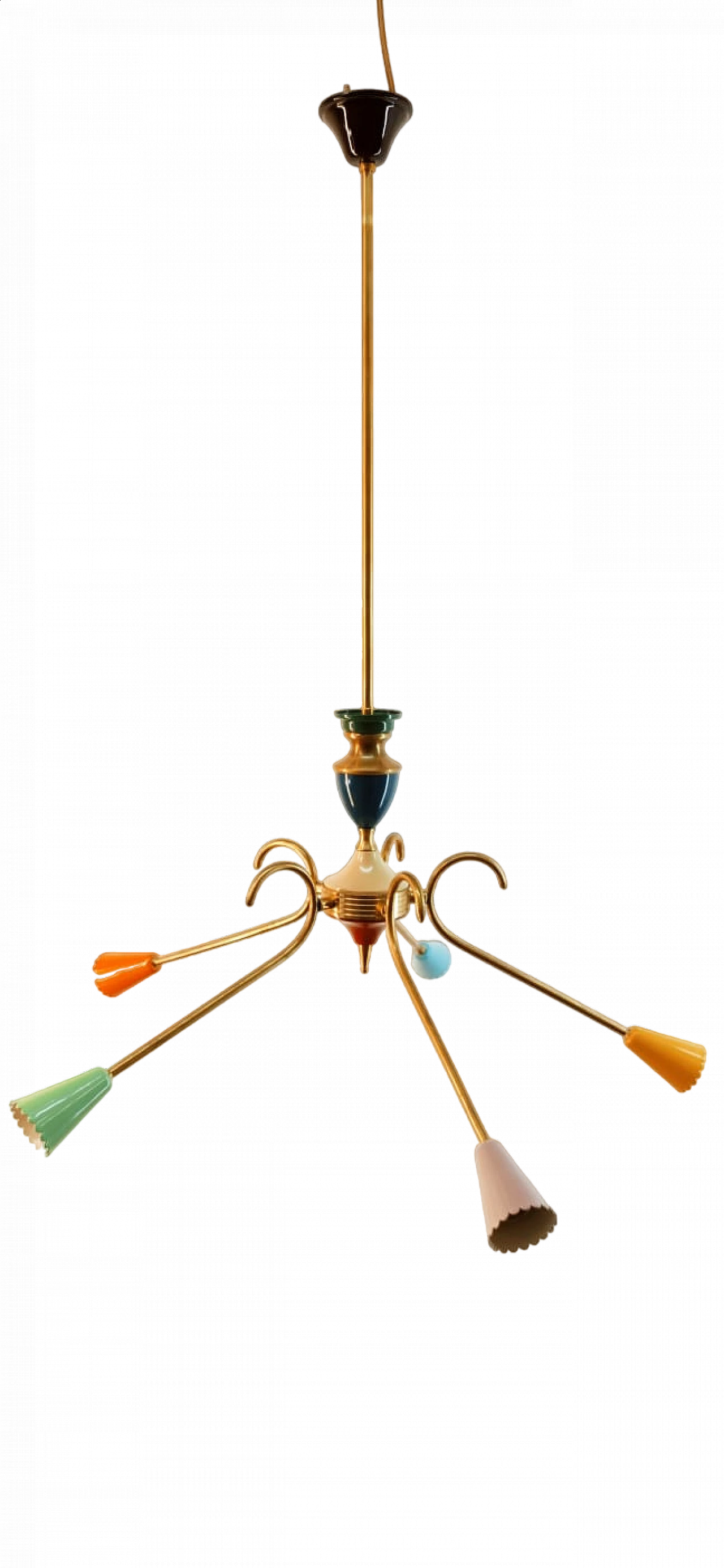 Multicoloured 5-light Sputnik chandelier, 1970s | intOndo