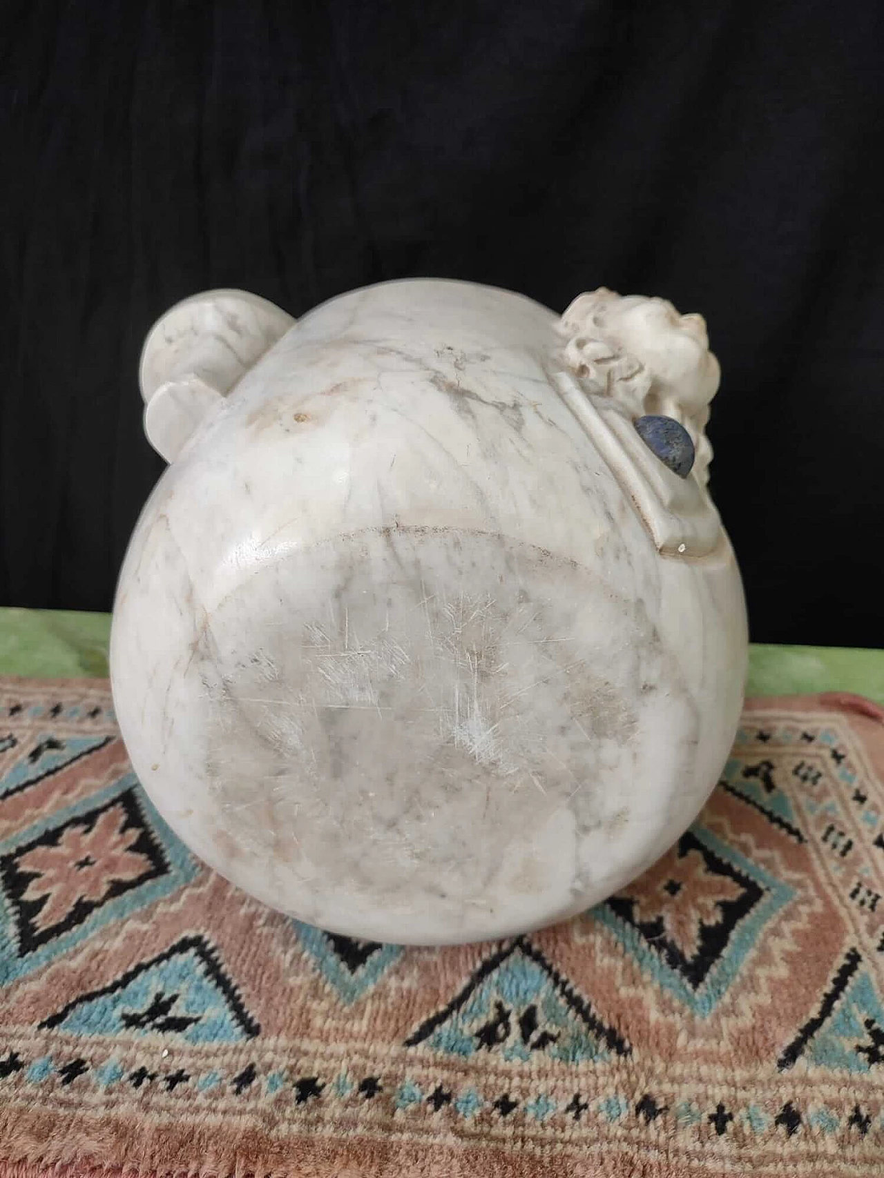 Mortaio in marmo Calacatta con intarsio in lapislazzuli, '800 | intOndo