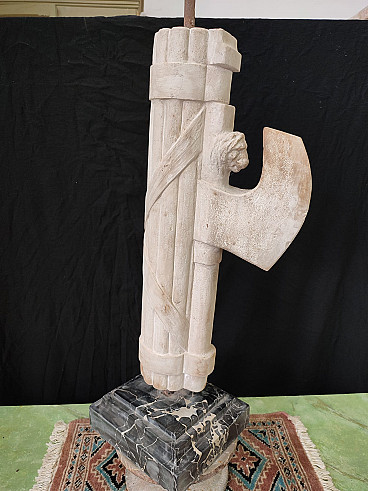 Stone fasces sculpture with Portoro black marble base | intOndo