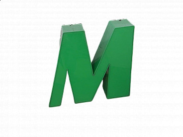 Green plastic letter M sign, 1980s | intOndo