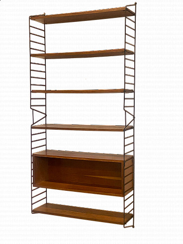 String bookcase in metal and teak veneer by Nils Strinning for String ...