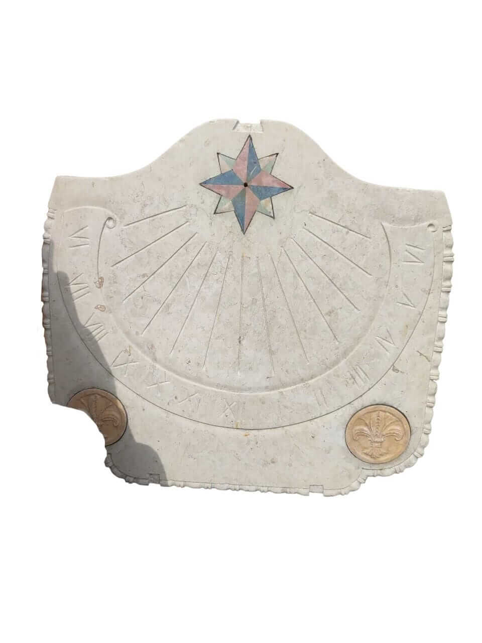 Botticino marble sundial with compass rose and Florentine lilies, 19th ...