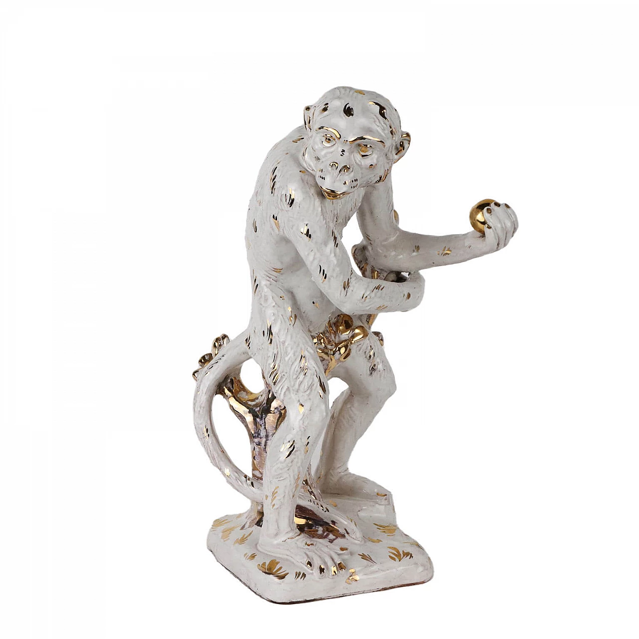 Glazed and gilded terracotta monkey sculpture, 1950s | intOndo