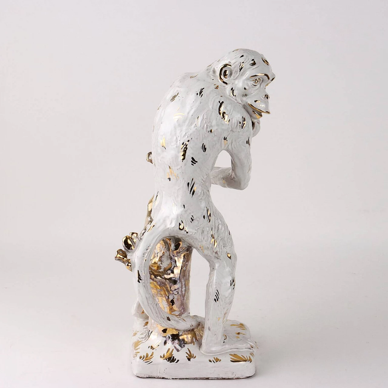 Glazed and gilded terracotta monkey sculpture, 1950s | intOndo